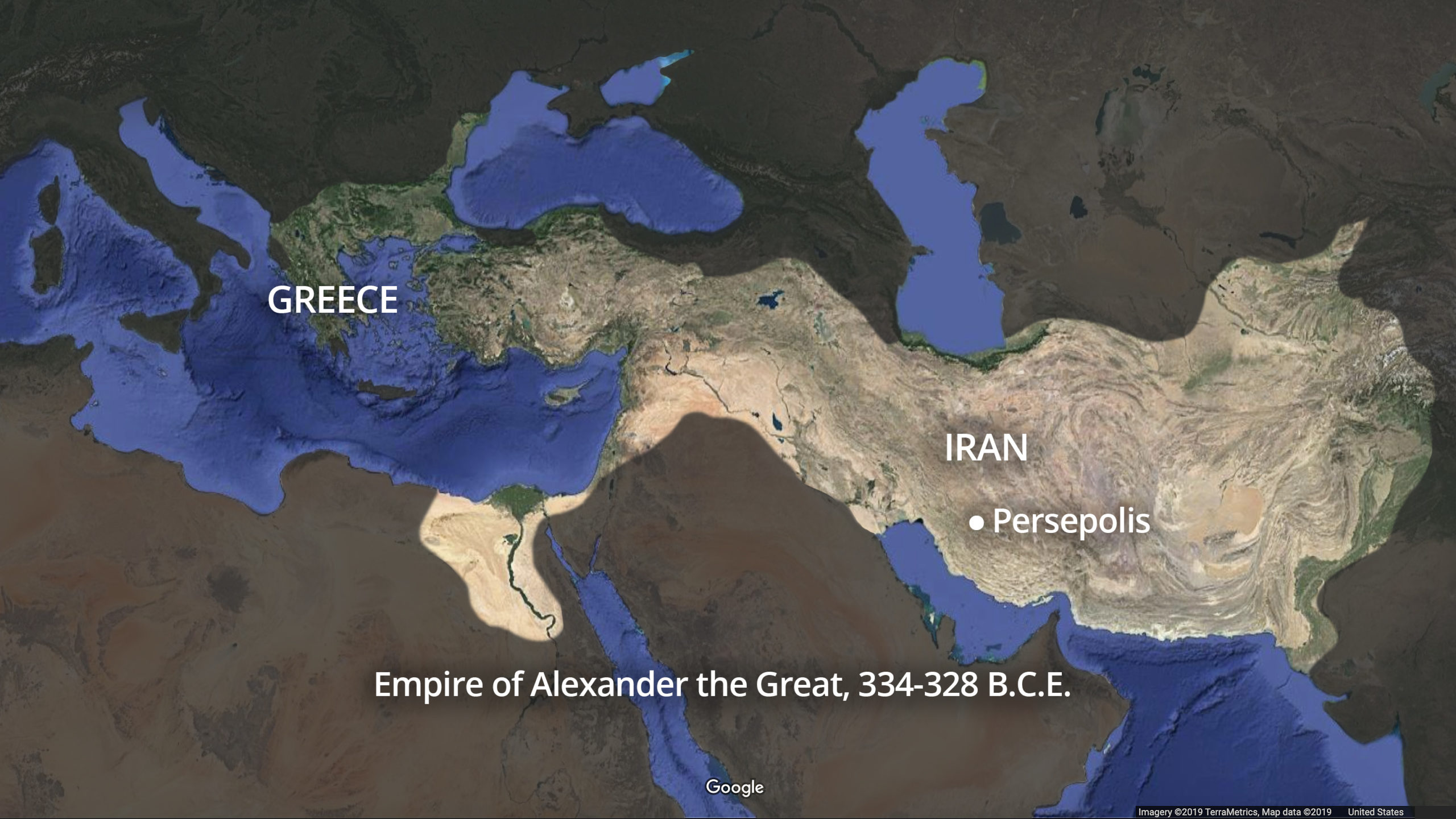 Map Of Alexander The Greats Empire In The Modern Day